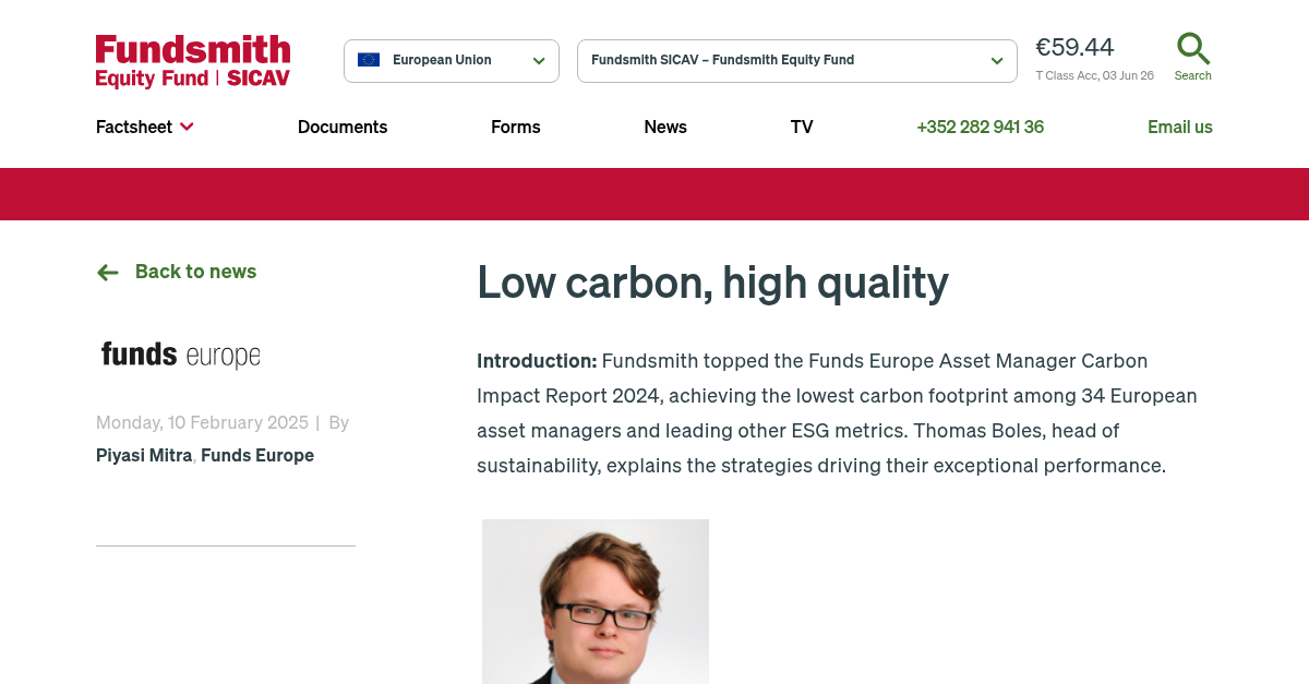 Low carbon, high quality | Fundsmith
